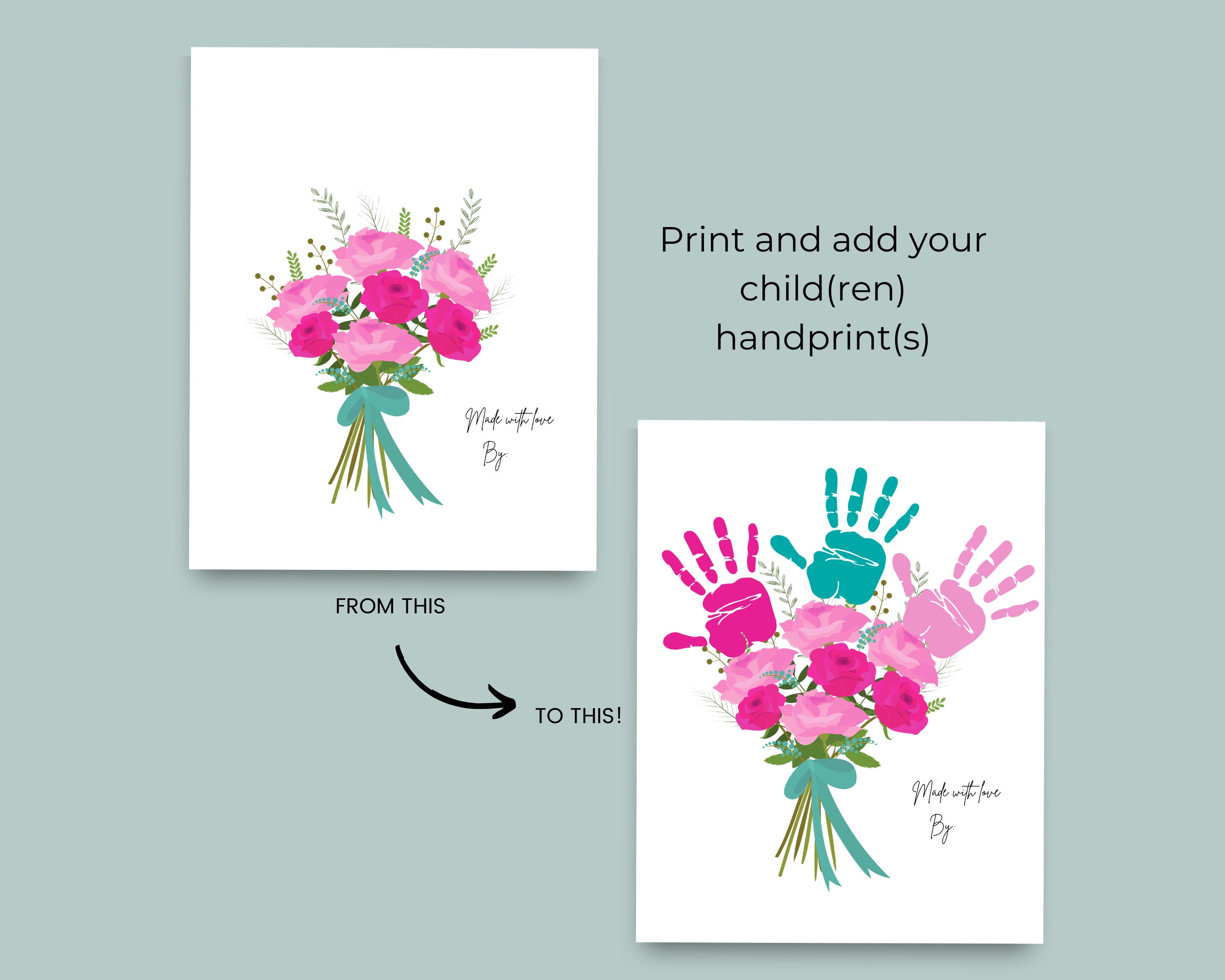 Flower Bouquet Hand Print Flower Handprint for Mom Flower Handprint ...