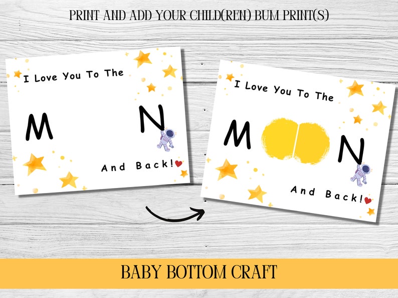 I Love You to the Moon and Back Sign Bottom Bum Print - Etsy
