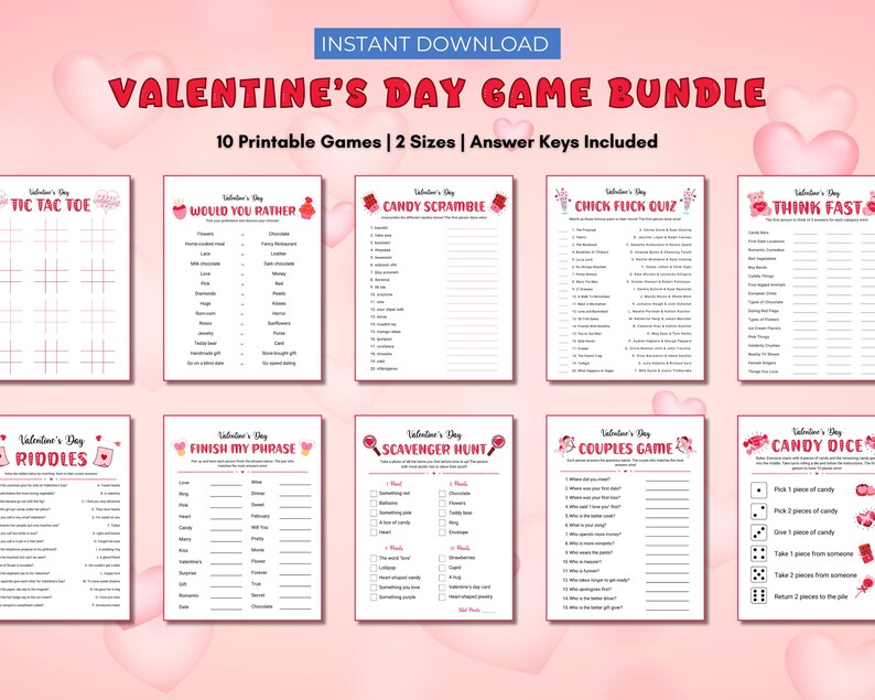 Valentine's Day Party Games, Would You Rather Game, Galentine's Party ...
