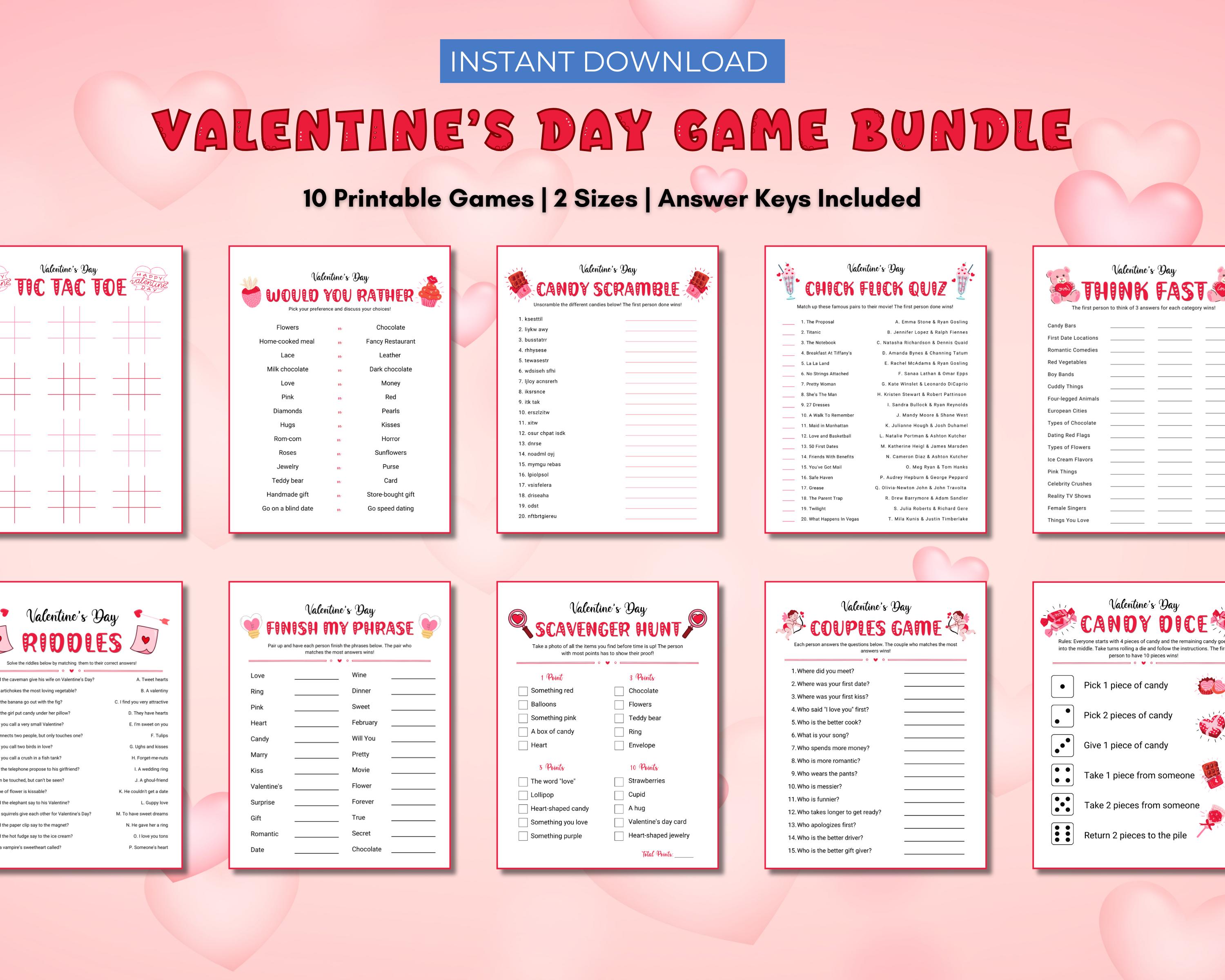 Valentine's Day Party Games, Would You Rather Game, Galentine's Party ...