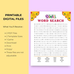 Diwali Word Search, Diwali Activity, Diwali Party Game, Printable ...