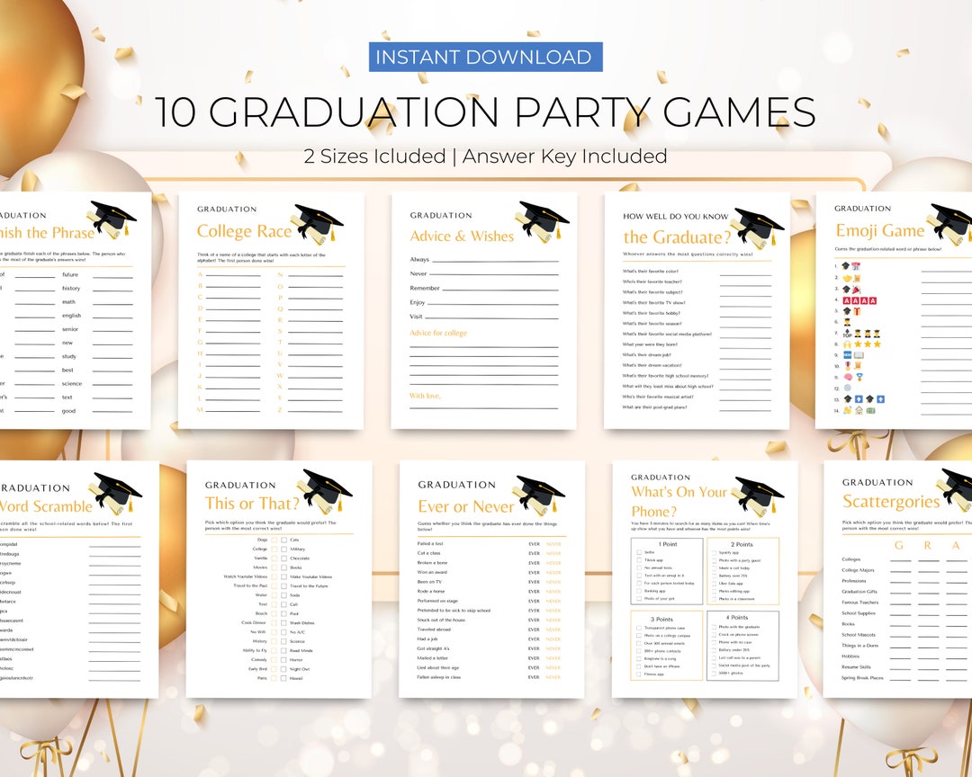 Graduation Games Bundle | Graduation Party Games | Graduation Games ...