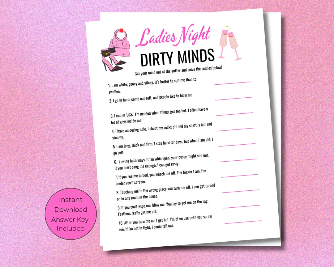 Dirty Minds Game | Riddles for Birthday | Rude Prints | Ladies Night ...