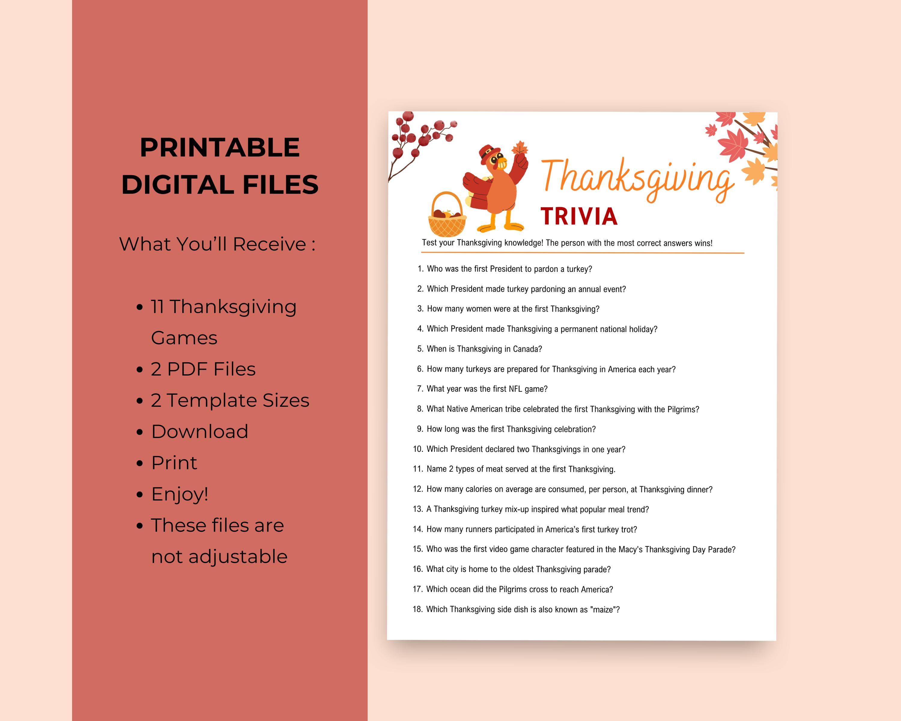 Thanksgiving Games Bundle, Family Thanksgiving Games, Friendsgiving ...