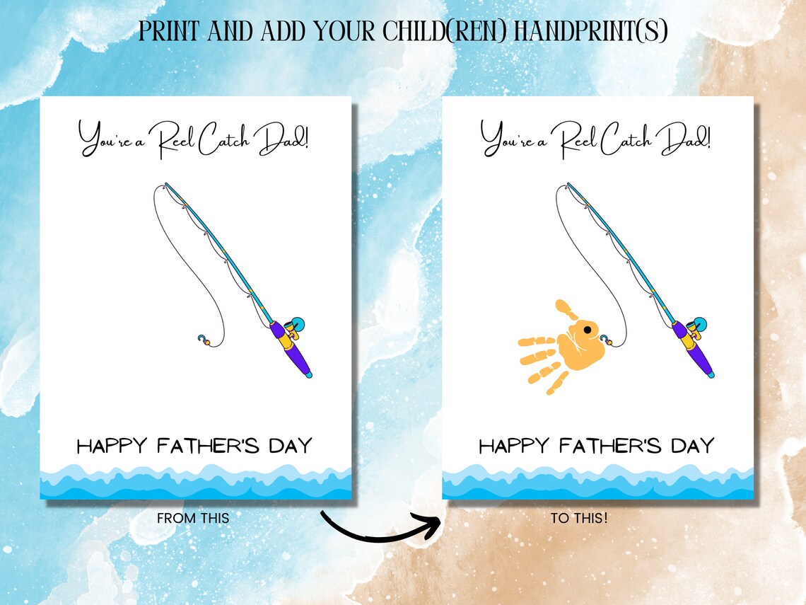Fathers Day Handprint Art Printable | You're A Reel Catch Grandpa ...