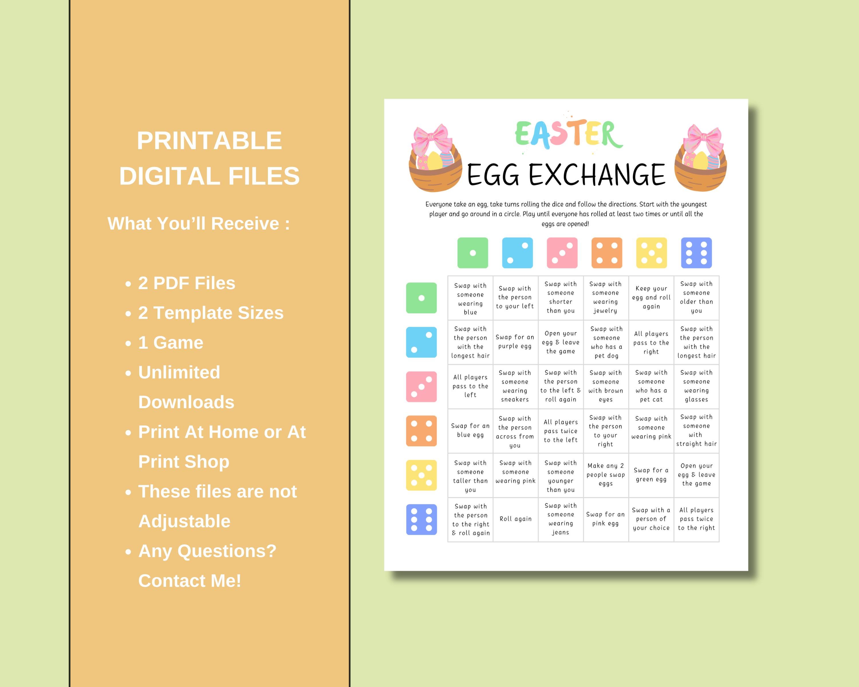 Easter Egg Exchange Game, Easter Dice Game, Easter Party Game, Easter ...