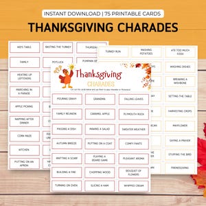 Thanksgiving Charades, Thanksgiving Game, Thanksgiving Party Games ...