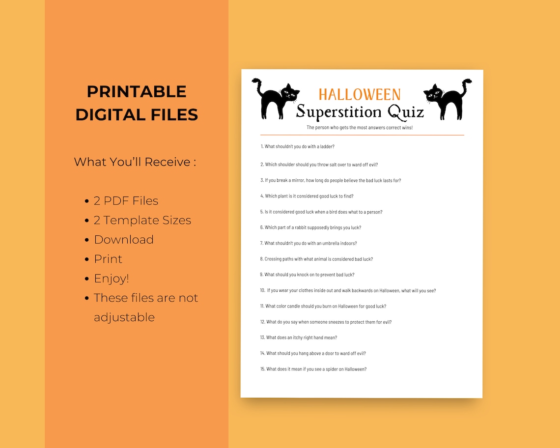 Halloween Superstition Quiz Halloween Party Games Halloween Activity ...