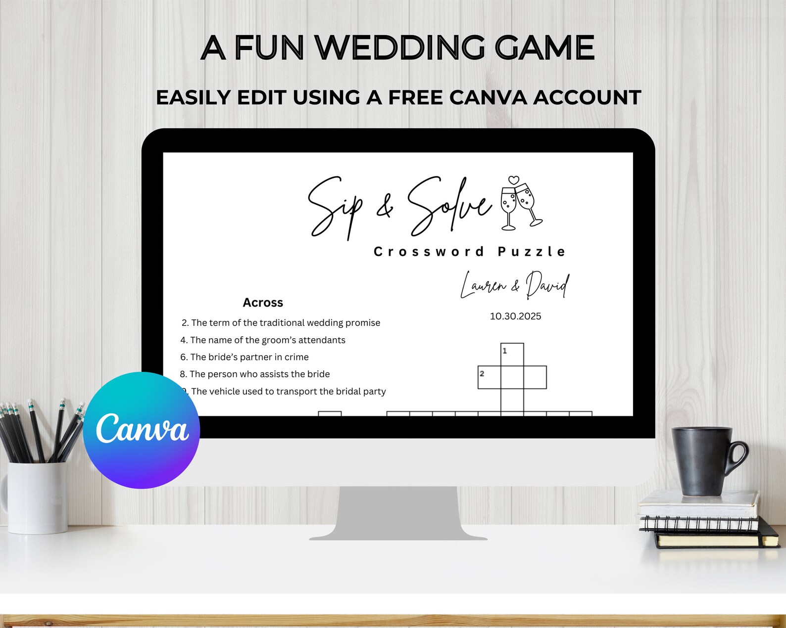 Sip and Solve Crossword Puzzle Sip and Solve Wedding Bridal Shower ...