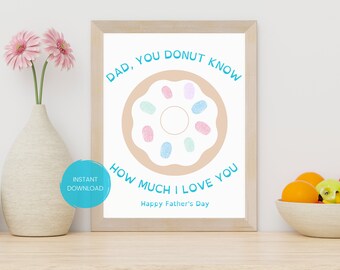 Donuts With Dad Printable, Fingerprint Art for Dad, Donut Thumbprint ...