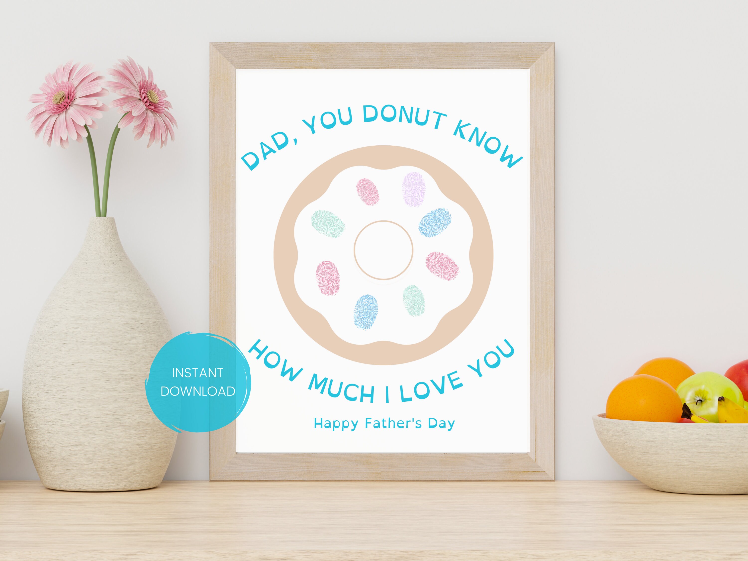 Fathers Day Fingerprint Craft | Donuts With Dad Craft | Fingerprint Art ...