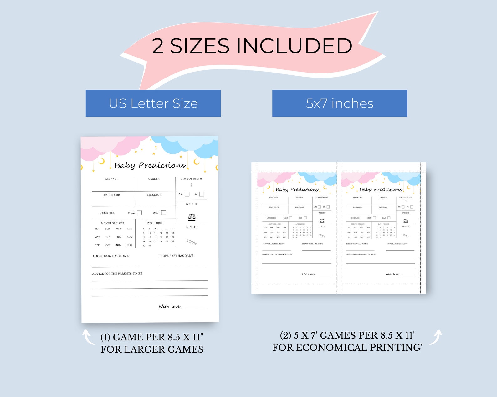 Baby Predictions and Advice Card | Virtual Baby Shower Games | Baby ...