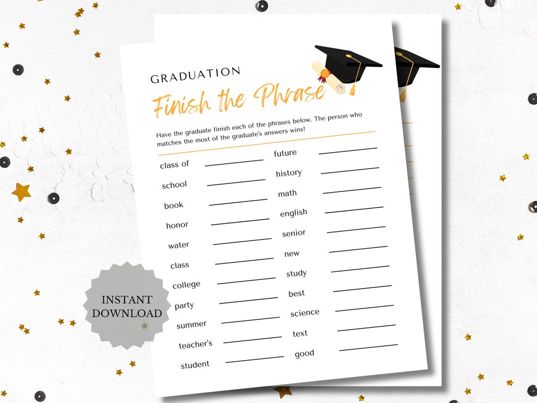 Graduation Finish the Phrase Graduation Games Printable - Etsy