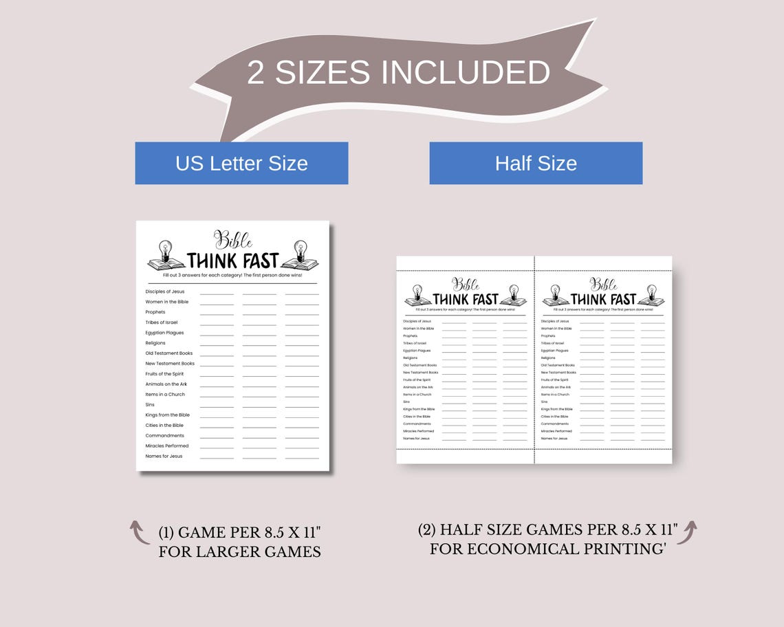Bible Think Fast Game: Christian Icebreaker for Sunday School (PDF ...