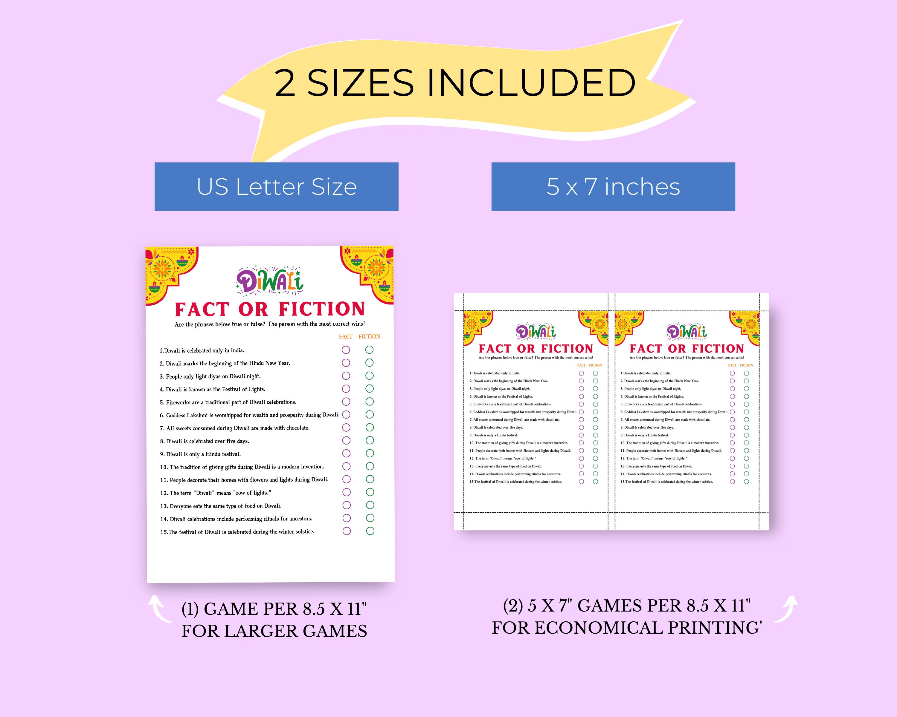 Diwali Fact or Fiction Game: Printable Trivia, Indian Icebreaker (PDF ...