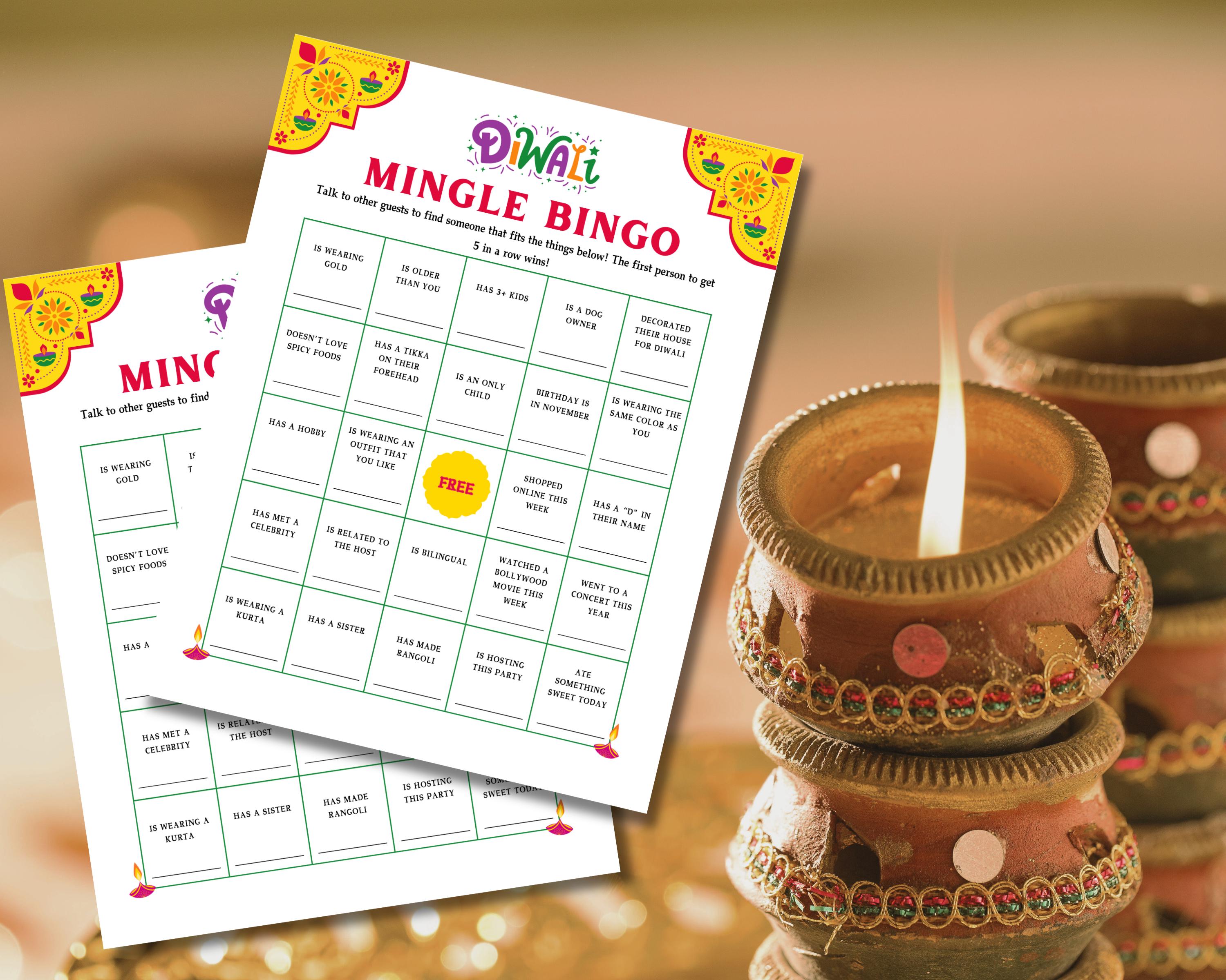 Diwali Bingo, Diwali Icebreaker Game, Diwali Party Game, Diwali Game ...