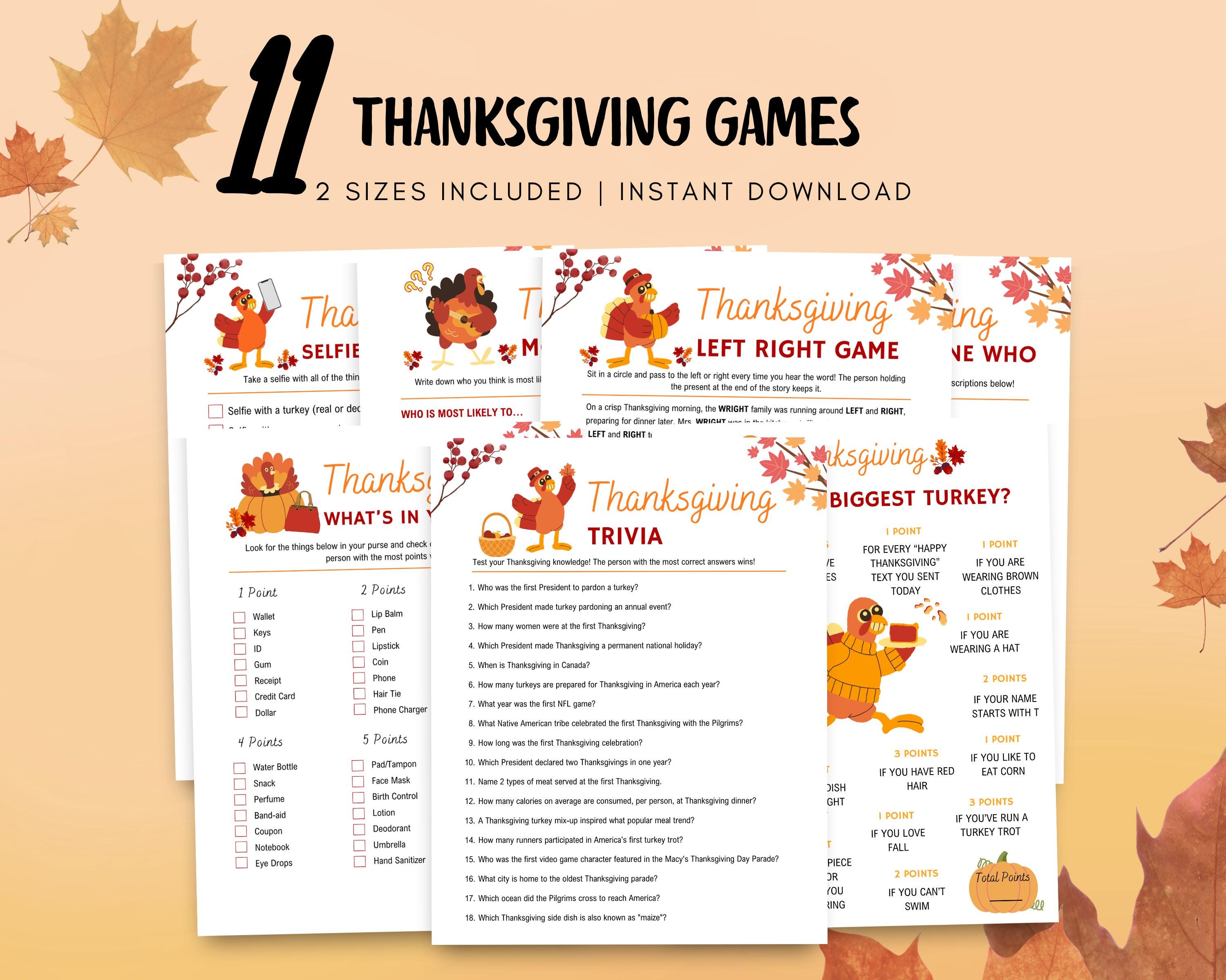 Thanksgiving Games: Family Dinner Party Icebreakers (PDF Download) - Etsy