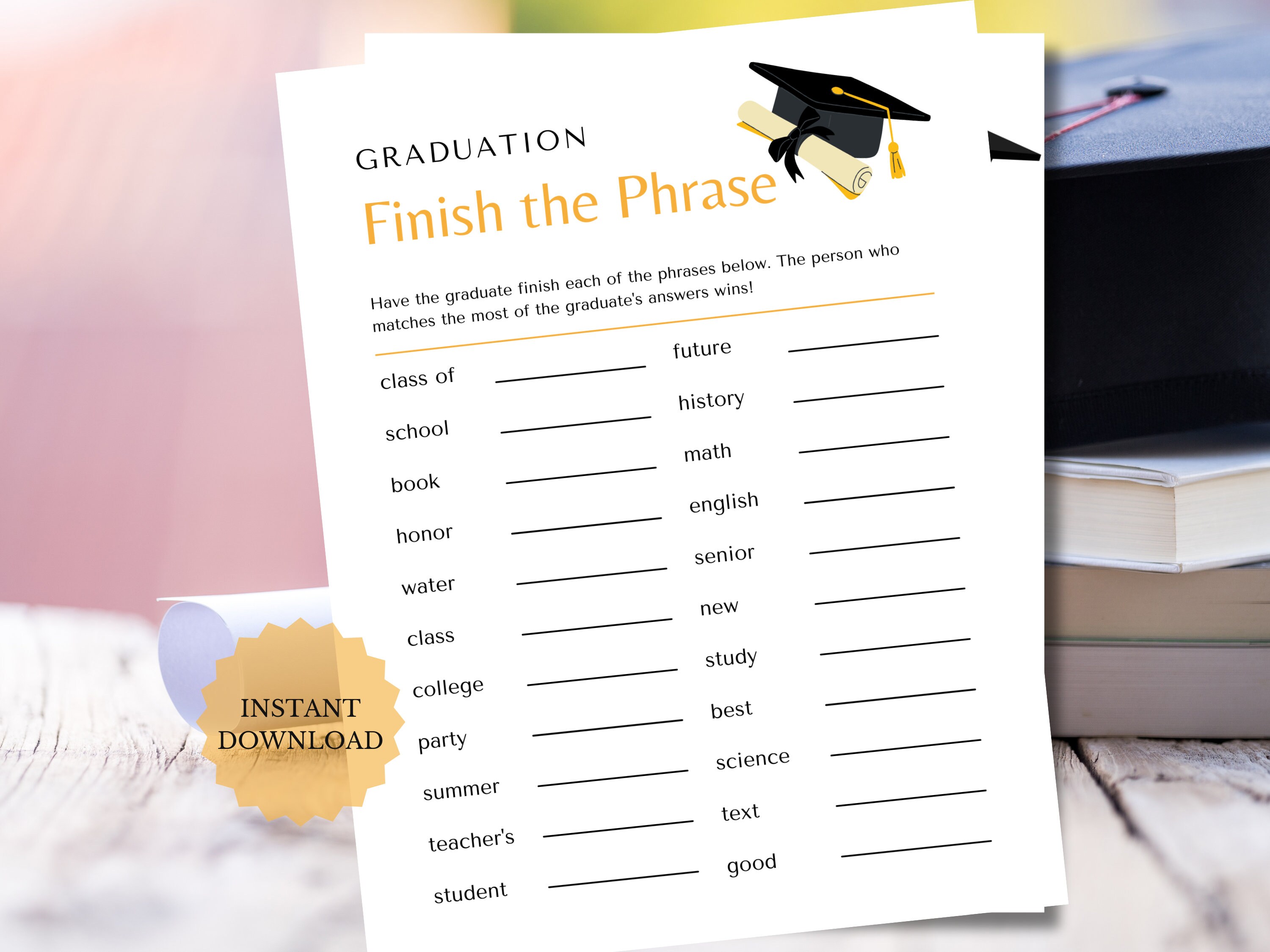 Graduation Finish the Phrase Graduation Games Printable - Etsy