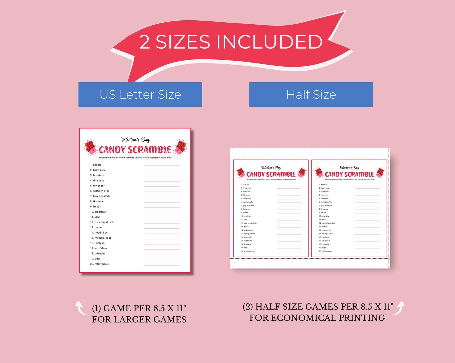 Valentine's Day Candy Scramble, Valentine's Party Game, Valentine's ...