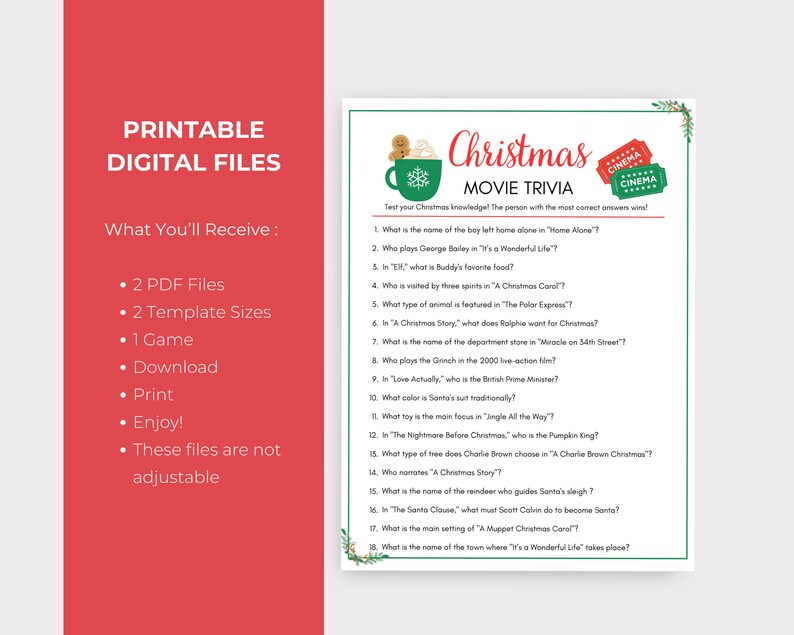 Christmas Movie Trivia Game, Christmas Trivia Printable Games ...