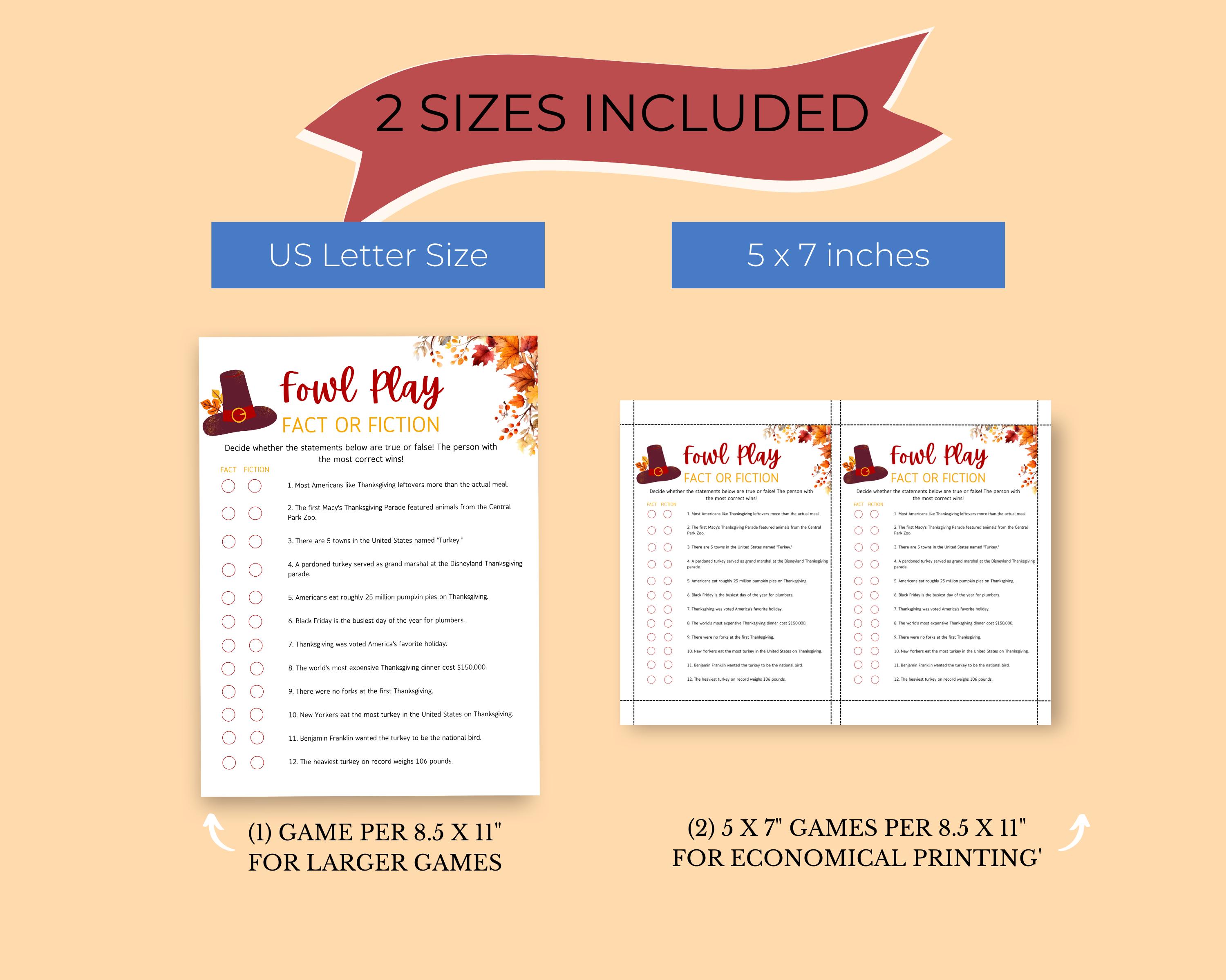 Thanksgiving Trivia Game, Fowl Play Trivia, Thanksgiving Printable ...