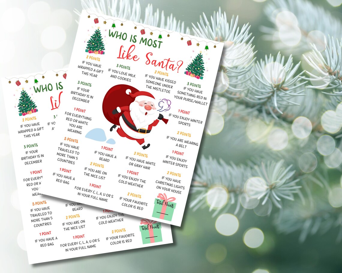 Most Like Santa Game, Group Christmas Party Game, Christmas Icebreaker ...