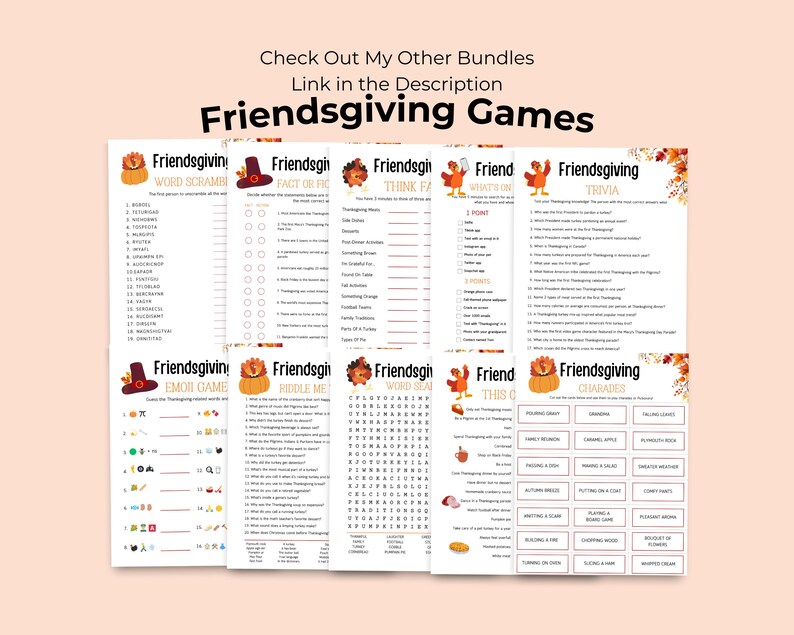 Thanksgiving Games Bundle, Family Thanksgiving Games, Friendsgiving ...