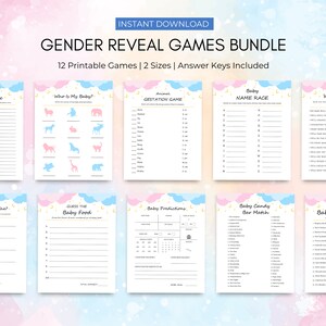 Gender Reveal Games Printable | Gender Reveal Games Bundle | Gender Neutral Baby Shower Games ...