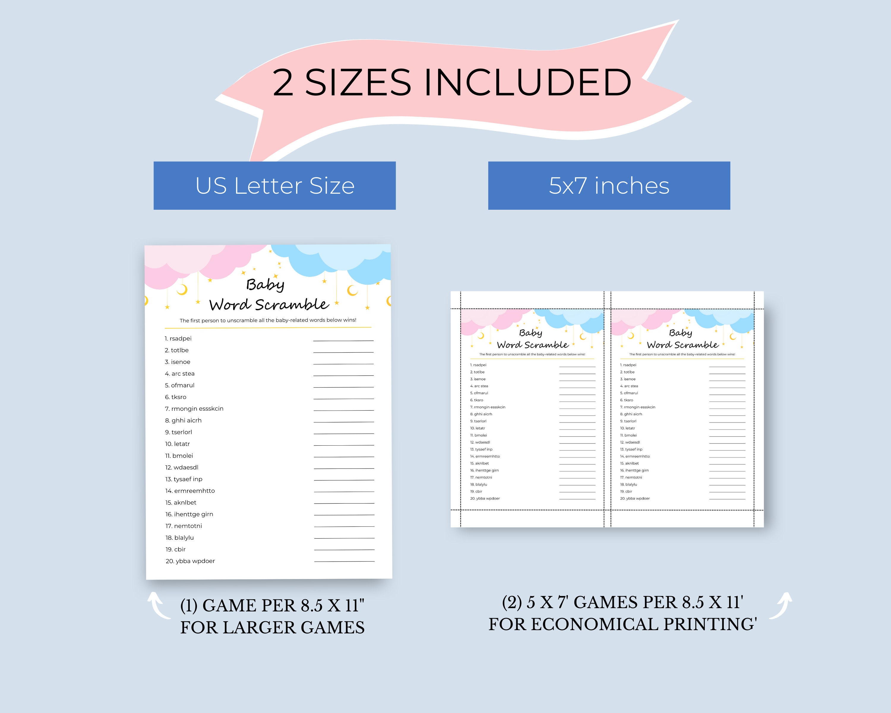 Baby Shower Word Scramble With Answer Key Baby Shower Word Unscramble ...