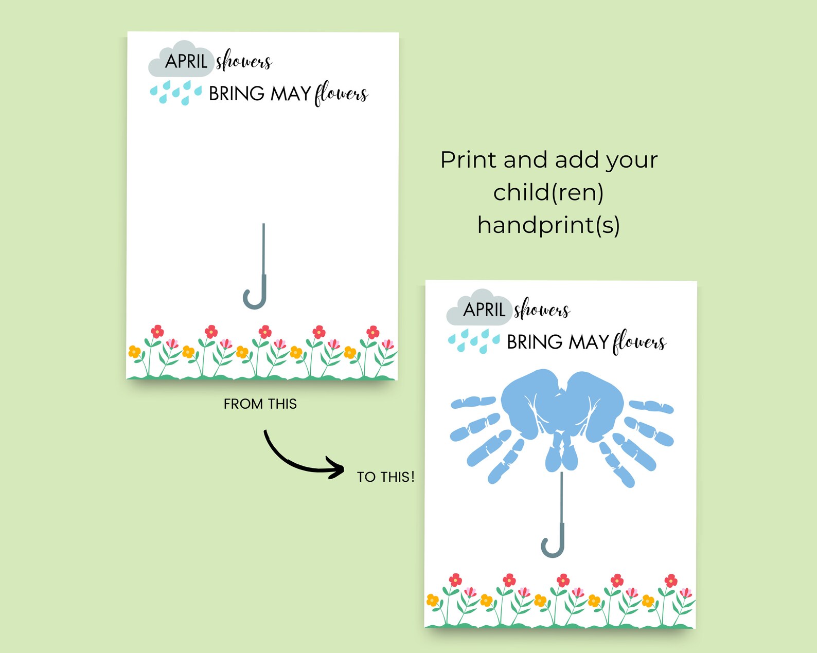 Spring Handprint | April Handprint | Happy Spring Printable | Spring ...
