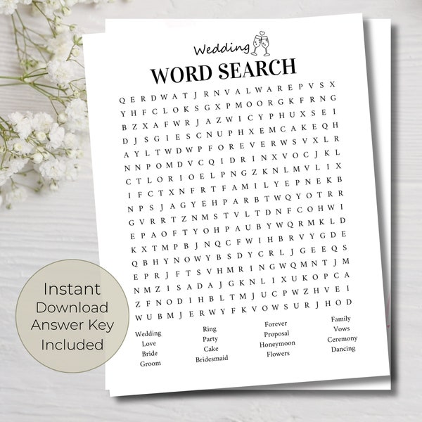 Wedding Word Search - Etsy