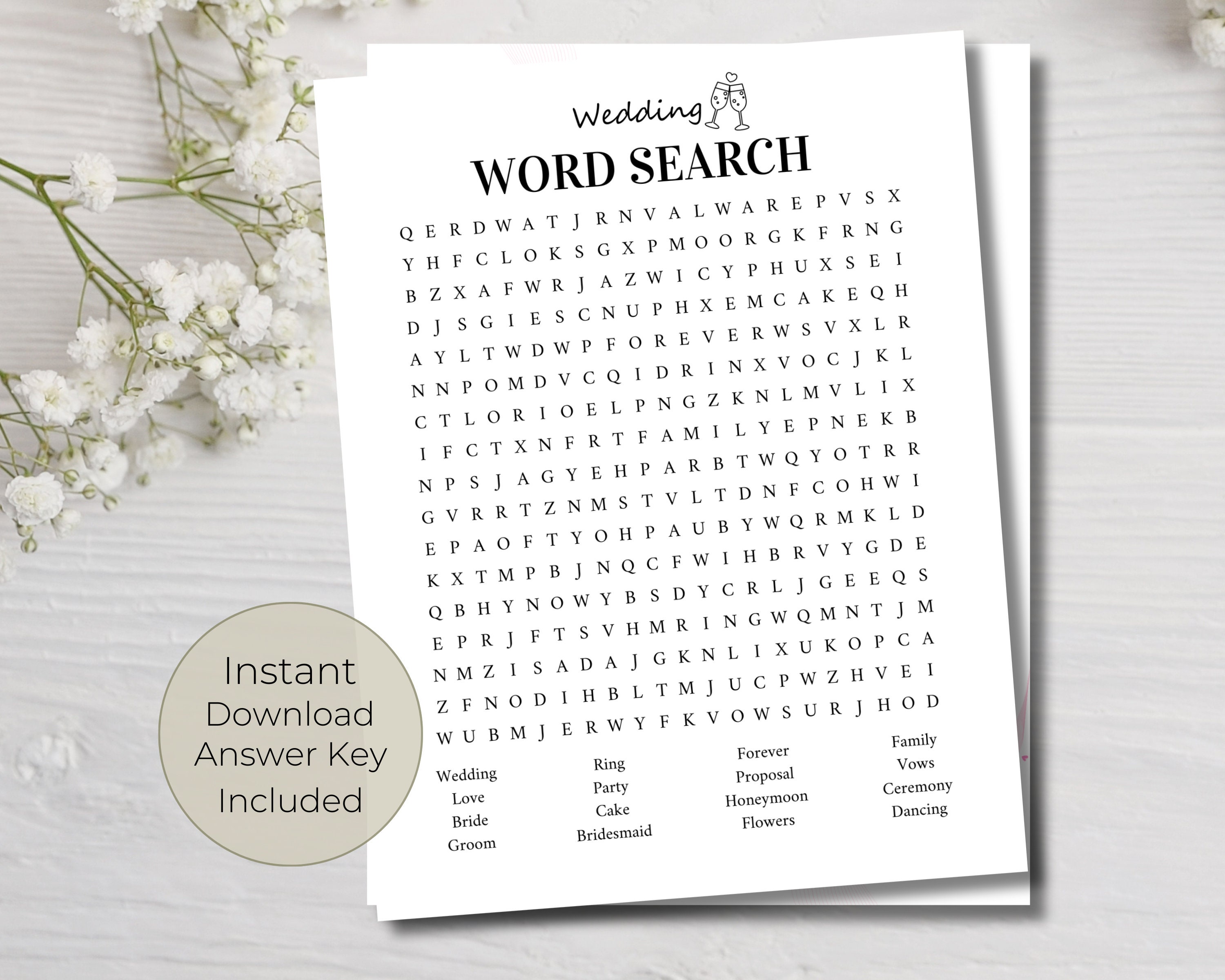 Wedding Word Search Game | Bridal Word Search | Word Finder Puzzle ...