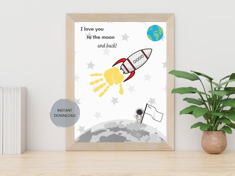 I Love You to the Moon and Back Handprint Handprint Art for - Etsy