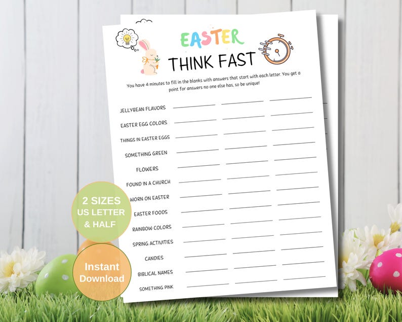 Easter Think Fast, Easter Party Game, Easter Games for Seniors, Easter ...