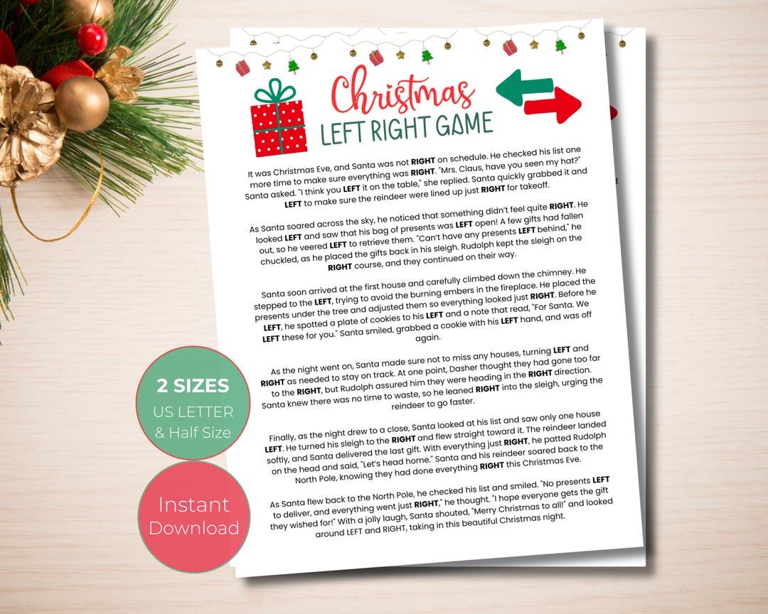 Christmas Left Right Game, Christmas Games Adults, Christmas Party Game ...
