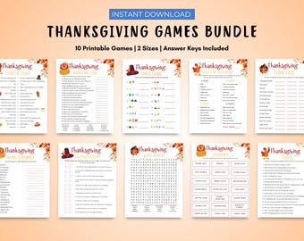 Thanksgiving Printable Games | Thanksgiving Games Bundle | Thanksgiving ...