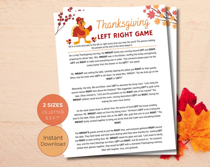 Printable Left Right Thanksgiving Game | Funny Thanksgiving Left Right ...