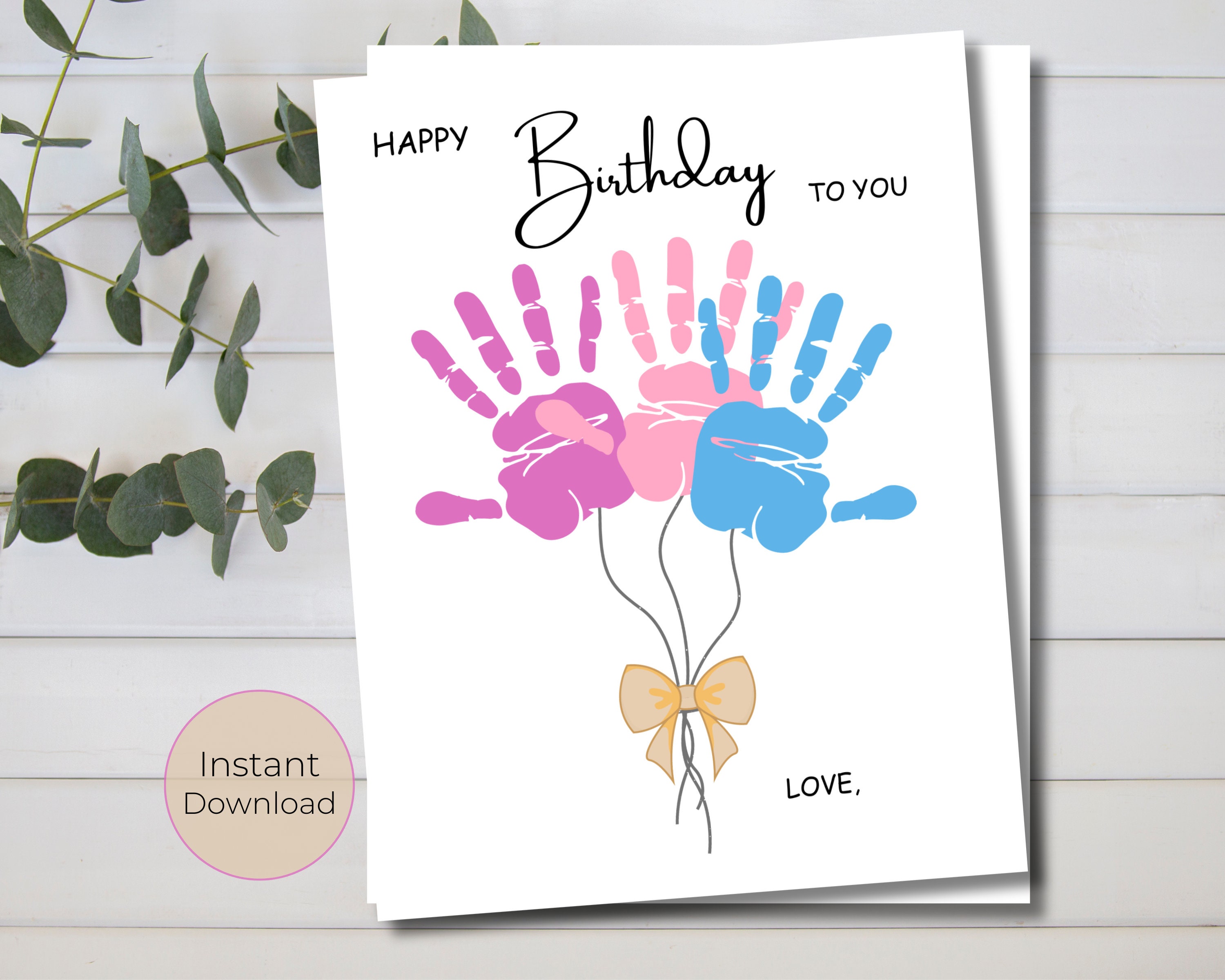 Happy Birthday Handprint Birthday Handprint Craft Handprint Art for Mom ...