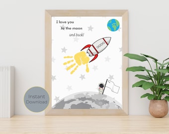Father's Day Rocket Handprint Craft, Gift for Dad From Kids, I Love You ...