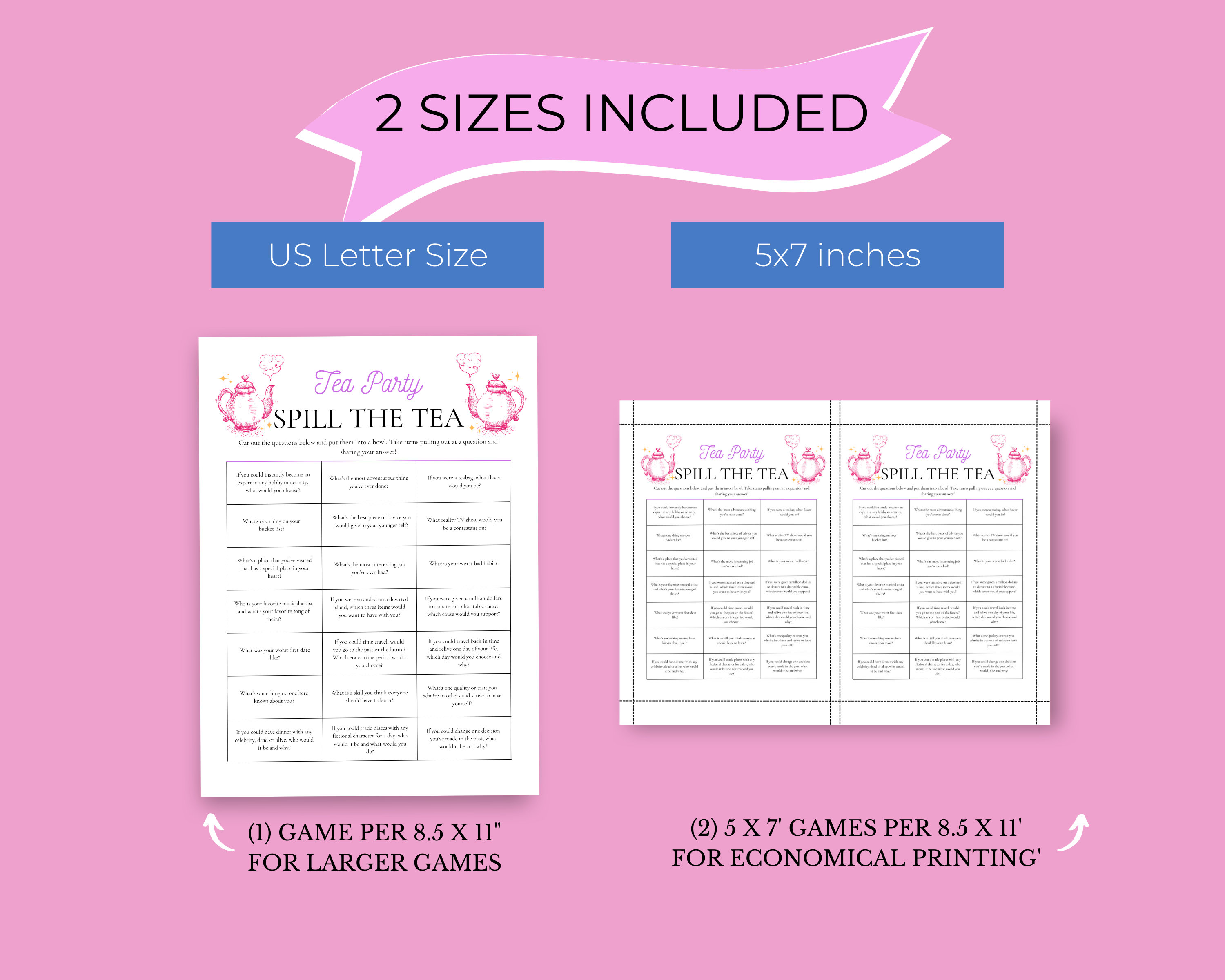 Spill the Tea Game: Tea Party Printable (digital Download) - Etsy