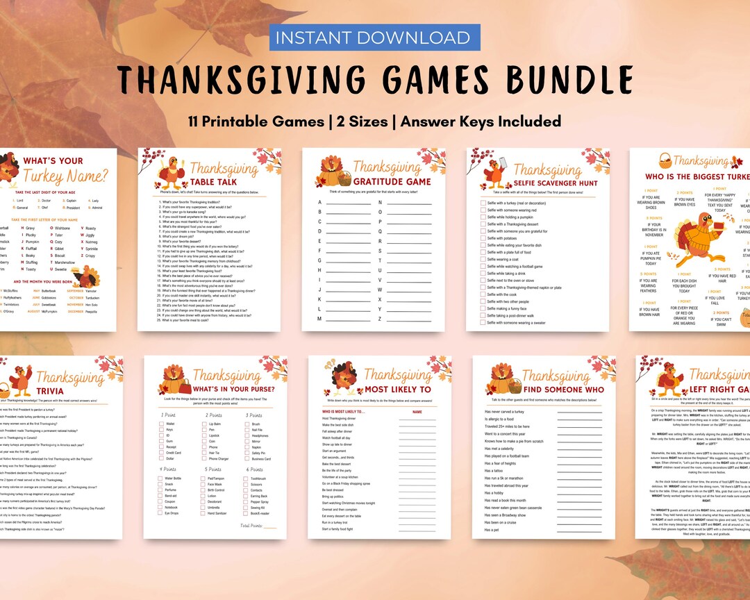Thanksgiving Games Bundle, Family Thanksgiving Games, Friendsgiving ...
