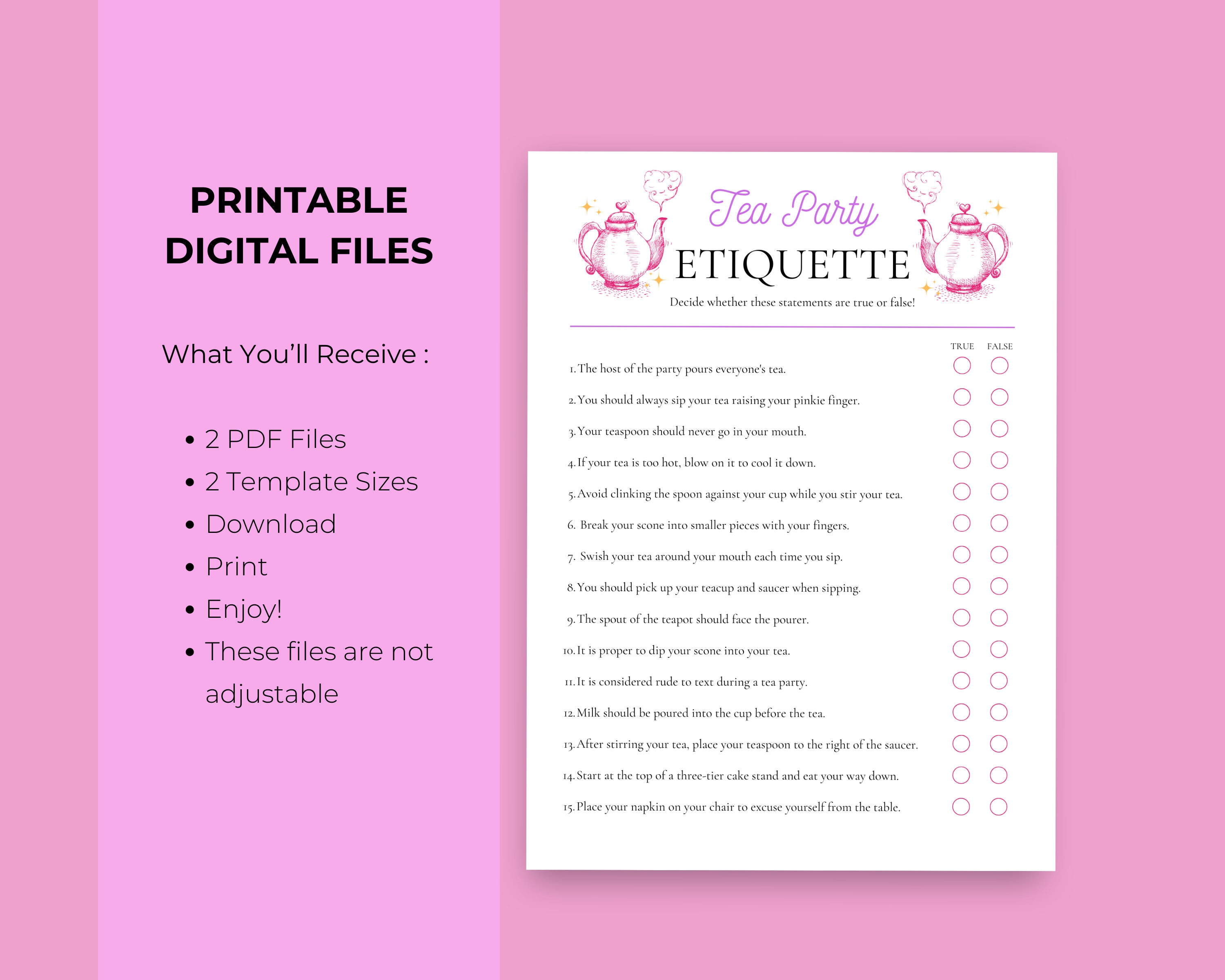 Tea Etiquette Game | Ladies Tea Party | Afternoon Tea Party | Tea Party ...