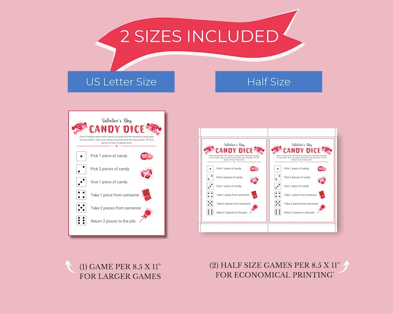 Valentine Day Candy Dice Game, Valentine Dice Game, Valentine Activity ...