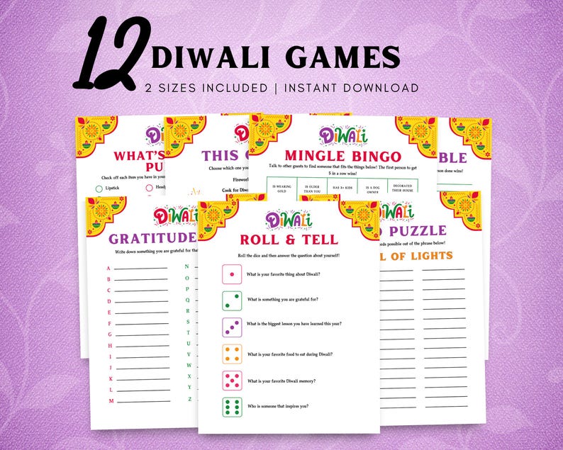 Diwali Games Bundle: Indian Party Games, Icebreaker (printable PDF) - Etsy