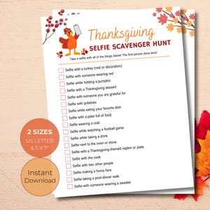 Thanksgiving Selfie Scavenger Hunt, Adult Scavenger Hunt, Thanksgiving ...