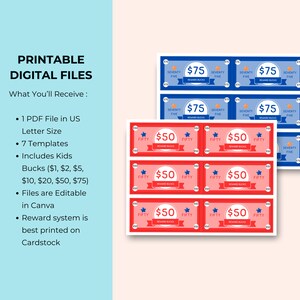 Editable Reward Bucks: Play Money for Kids (PDF) - Etsy