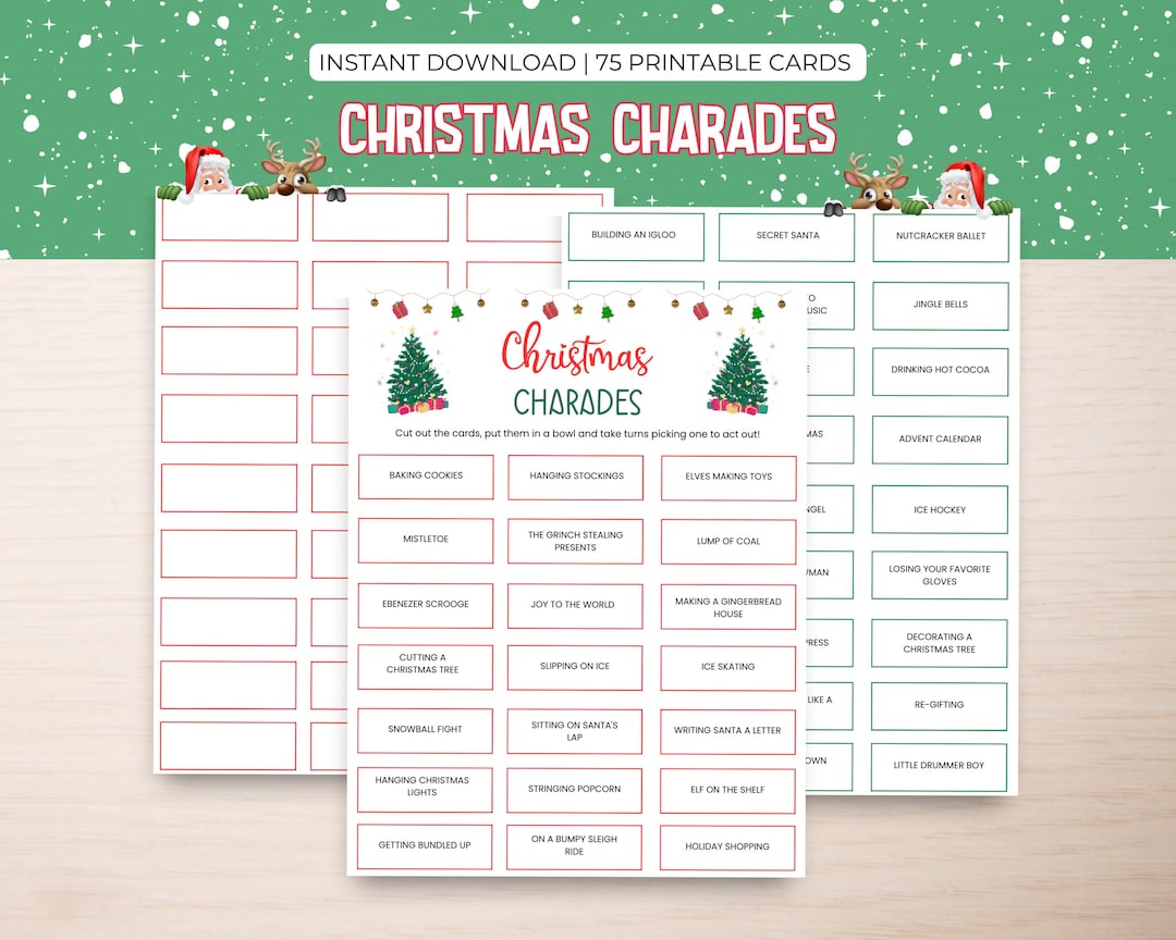 Christmas Charades, Fun Family Christmas Game, Christmas Pictionary ...