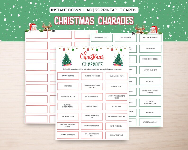 Christmas Charades, Fun Family Christmas Game, Christmas Pictionary ...