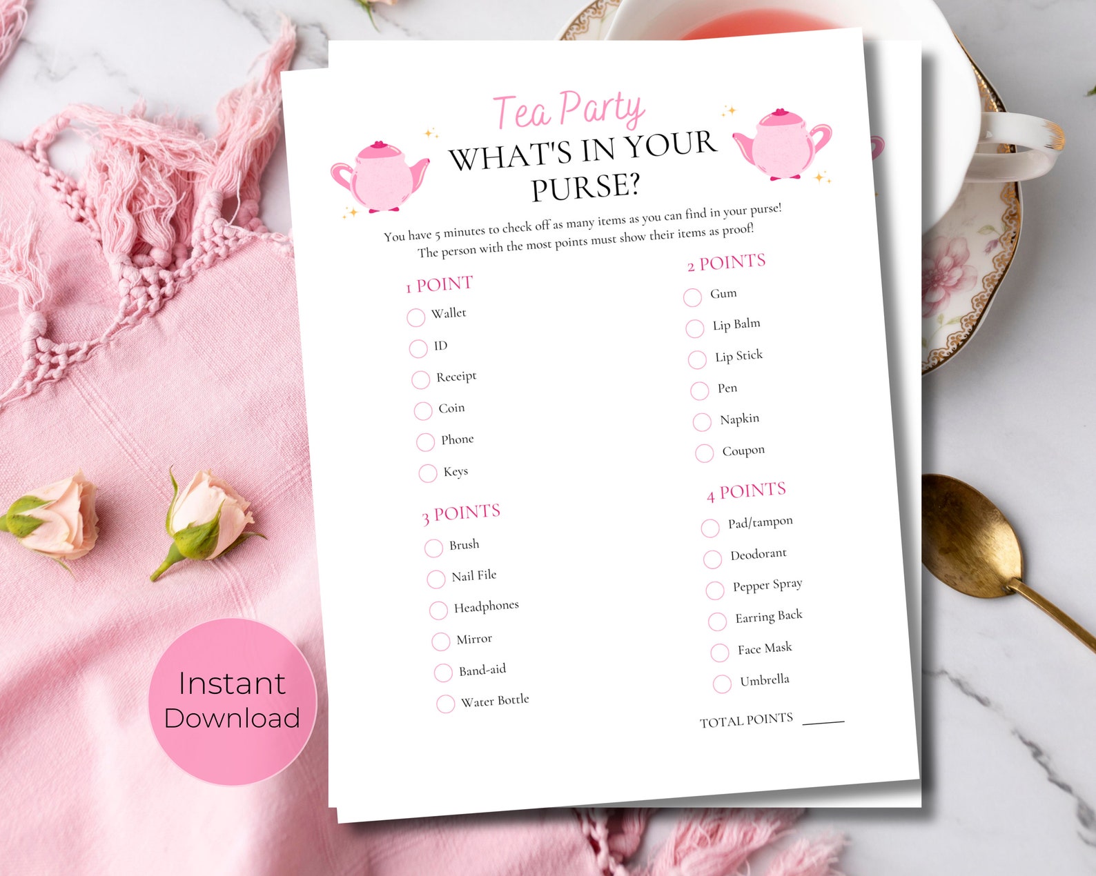 What's in Your Purse Game | Tea Party Games | Tea Party Activities ...