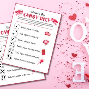 Valentine Day Candy Dice Game, Valentine Dice Game, Valentine Activity ...
